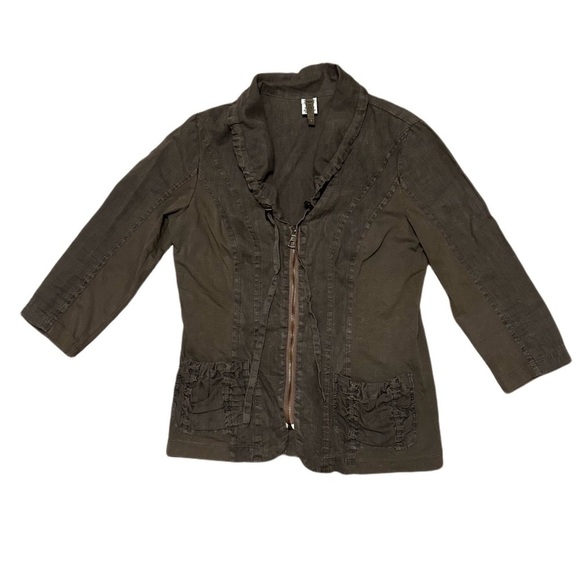 XCVI | Jackets & Coats | Xcvi Olive Green Ruched Zipup Jacket Small ...